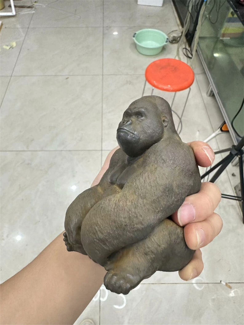 Handcrafted Stone Gorilla Sculpture Artisanal Stone Carved Ape Figurine ...