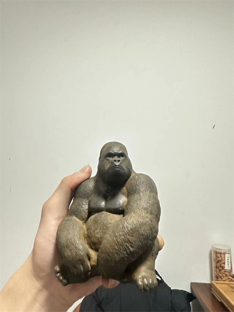 Handcrafted Stone Gorilla Sculpture Artisanal Stone Carved Ape Figurine ...