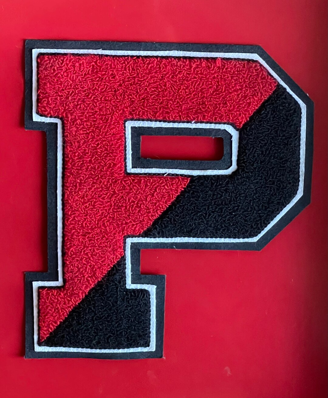 Vintage 2-layer Wool and Split Color Chenille Patch-letter (letters) “P ...