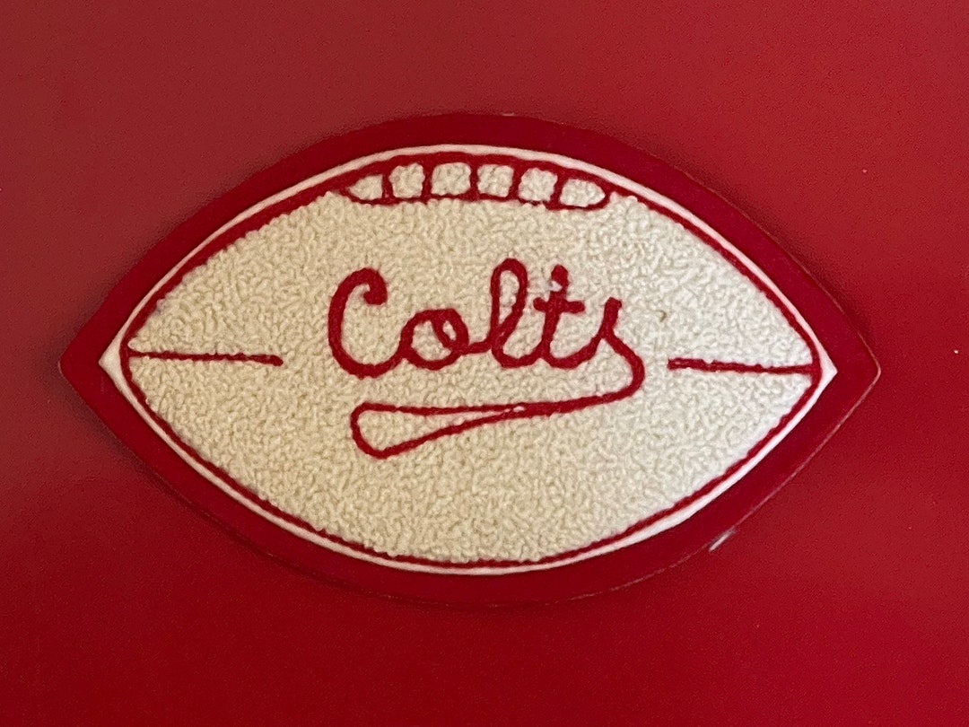 Vintage Chenille Patch-varsity/letterman “colts” Football Shape - Etsy