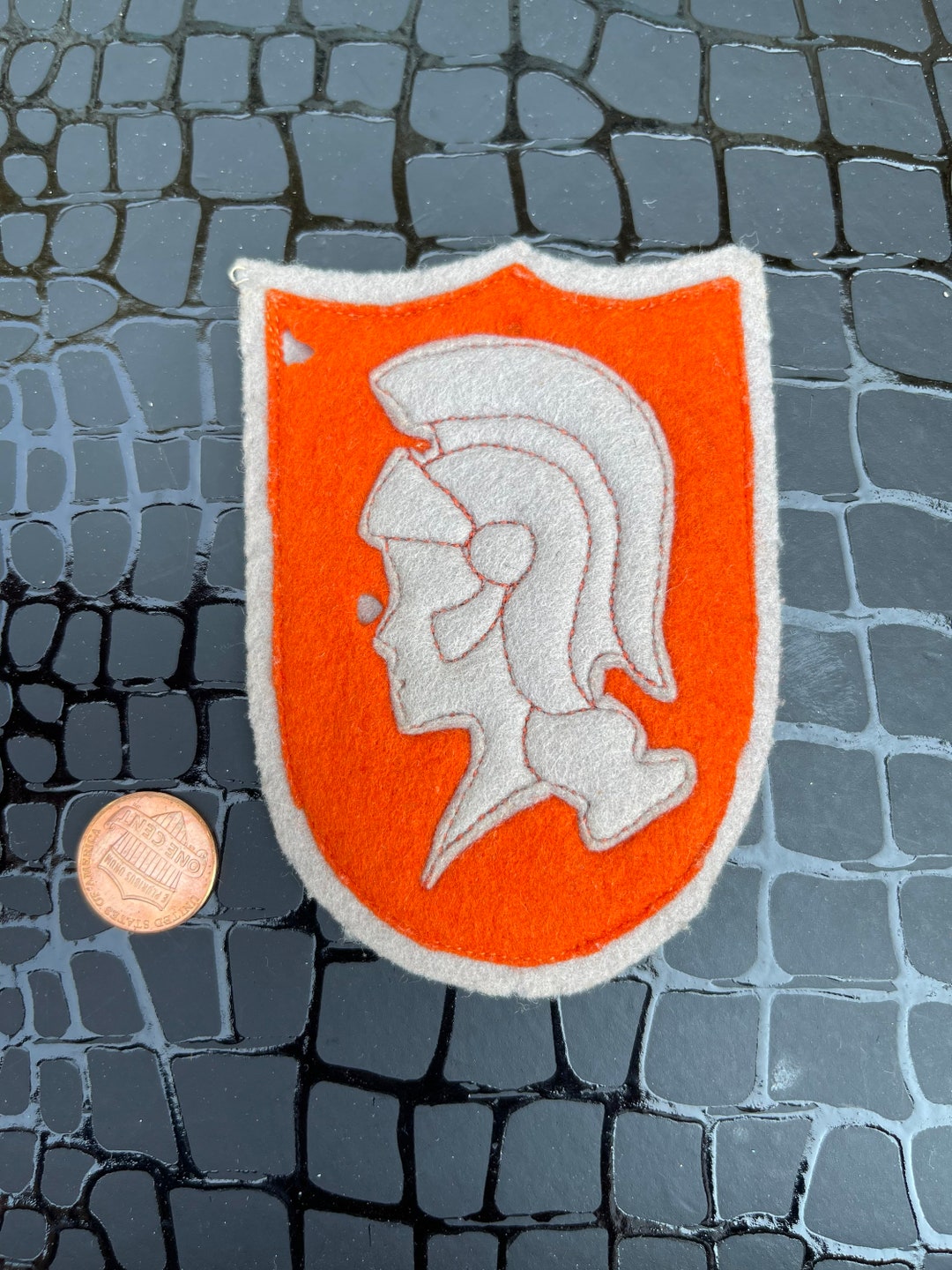 Vintage Wool Felt Embroidered Patch-warrior in Shield Shape - Etsy