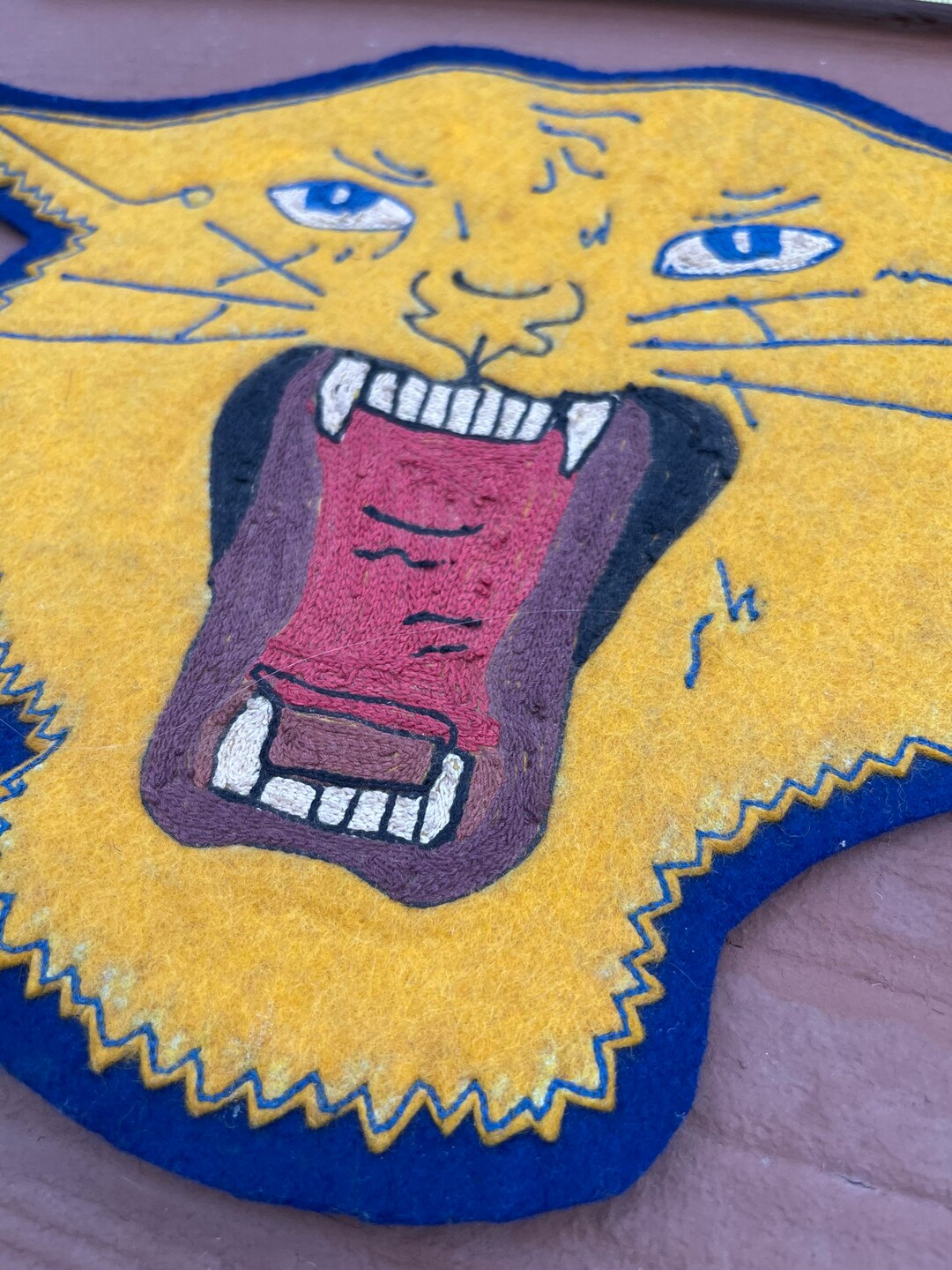 Vintage Cat Lion Panther Felt Embroidered Mascot Patch - Etsy