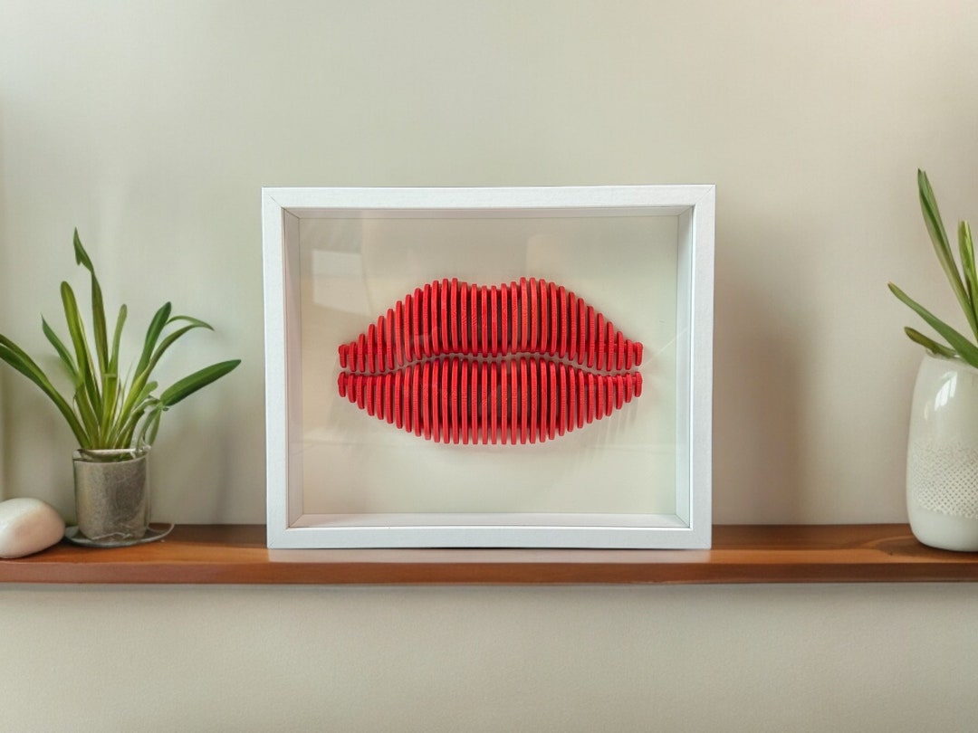 Lips Sculpture in Shadow Box Frame, Lips Sculpture, Lips Art, Sculpture ...
