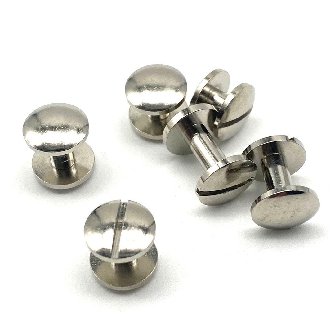 Arc Cap Silver Plated Chicago Rivets 10x (4-15mm) Leather Craft Screw ...
