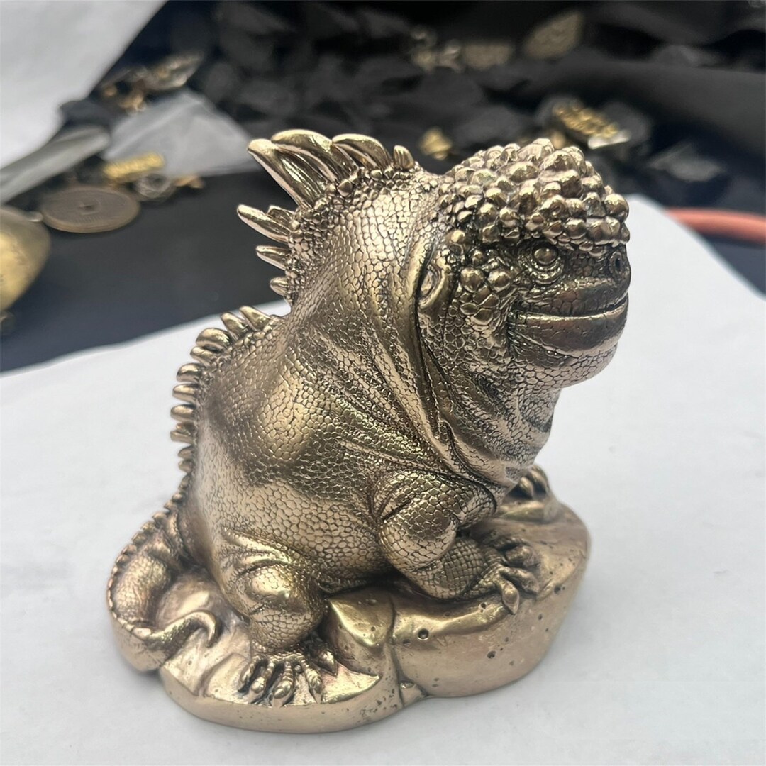 Brass Iguana Statue 1.6kg,house Decoration Art Ornament,iguana Figurine ...