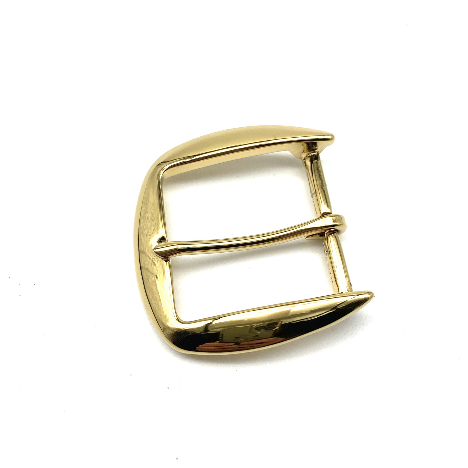 45mm Luxury Brass Buckle Mirror Polished Buckle Leather Belt Gold ...
