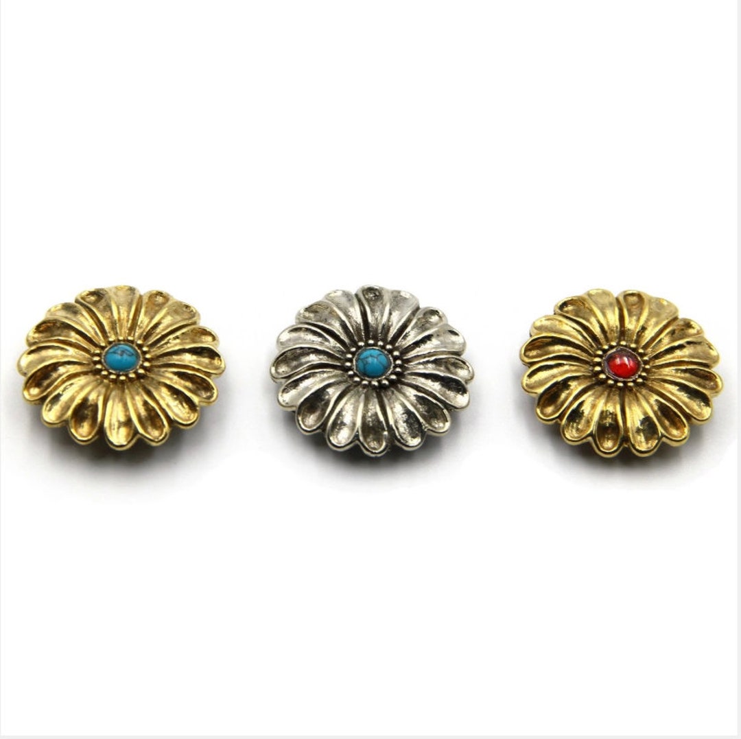 Flower Concho With Garnet&turquoise,leather Goods Decoration Ornament ...