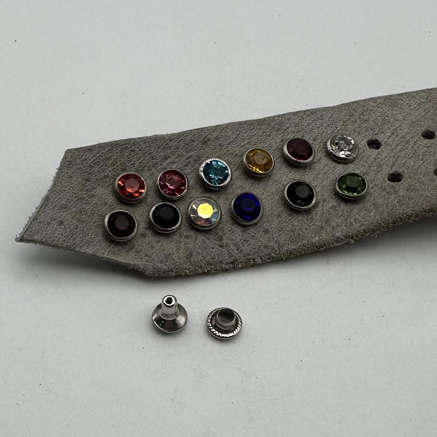 Rhinestone Snap Rivets Brass Hammer Drive Button Rivets 12 Colors - Etsy