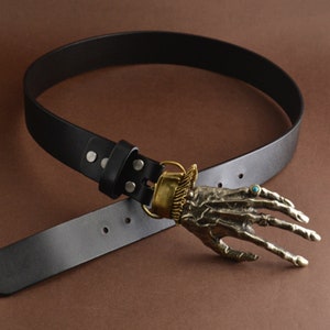 Ghost Skull Hand Buckle Men's Leather Belts - Etsy
