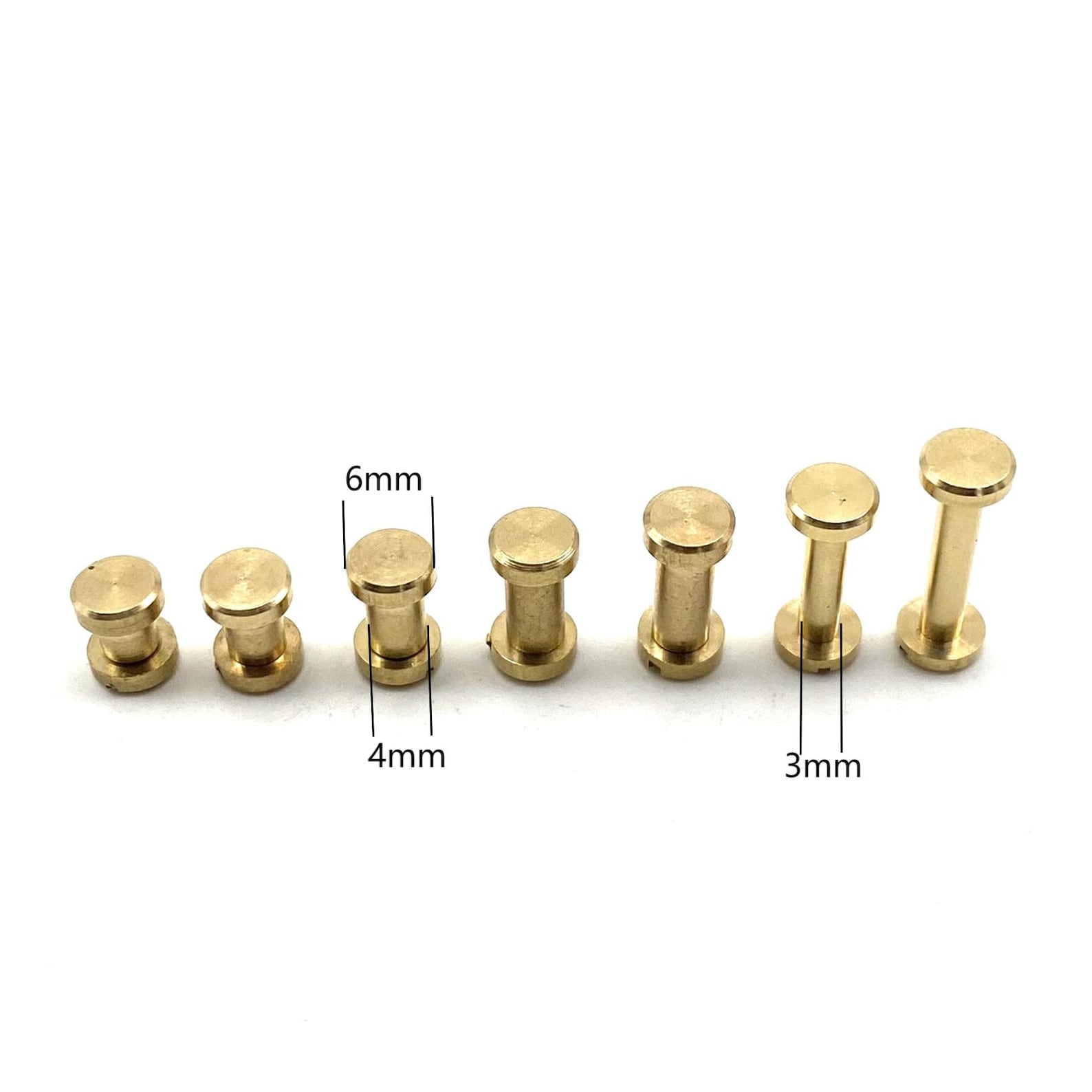 6mm Cap Brass Chicago Screw Rivets Leather Screw Button Book Binding ...