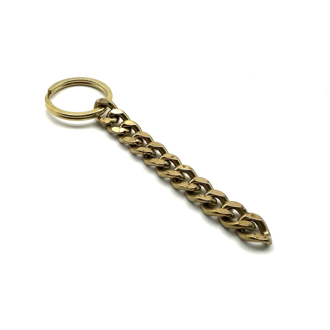 Chain Type Key Ring, Brass Curb Chain 9mm Keychain Extension - Etsy