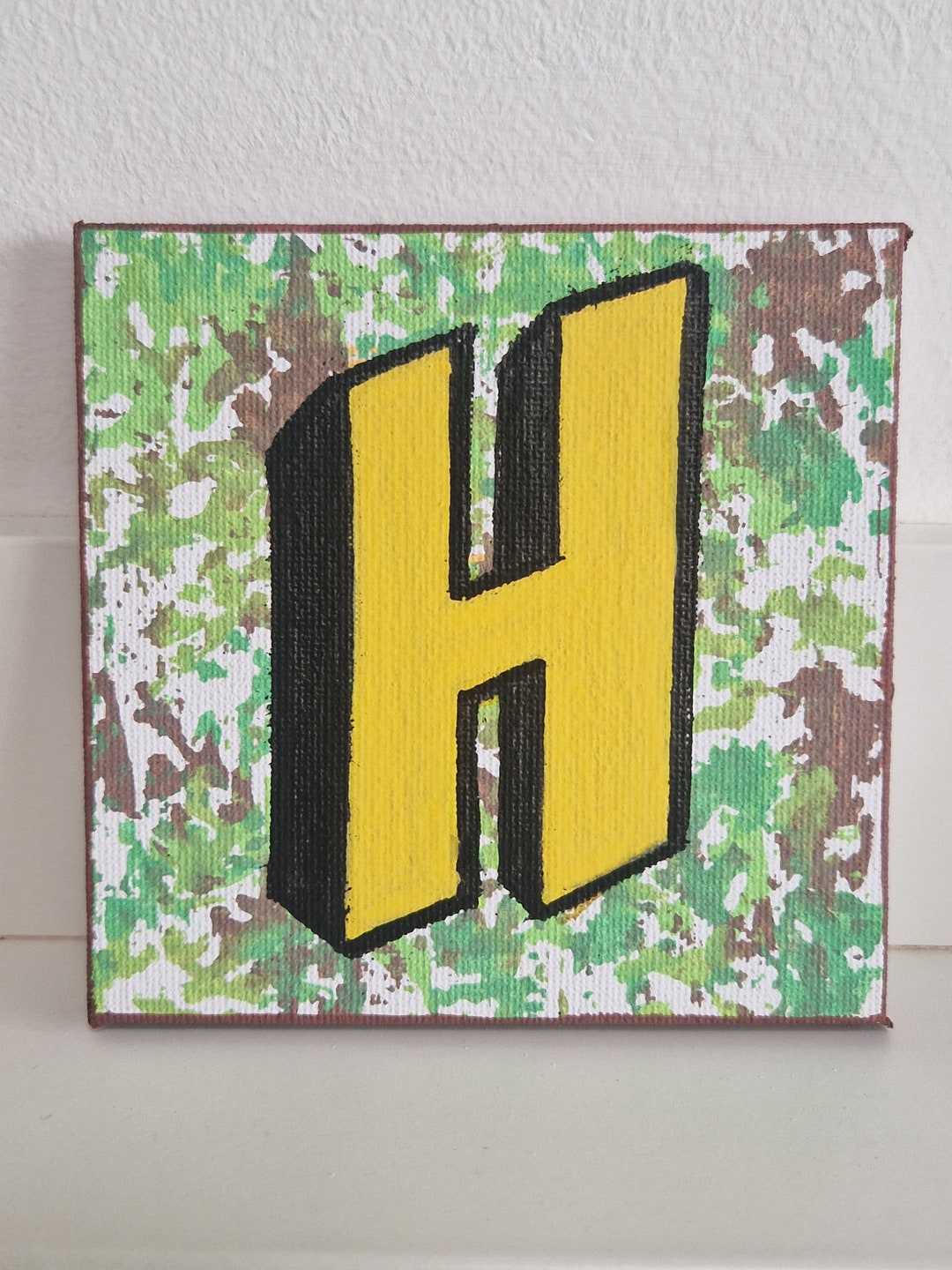 Personalised Letter H Mini Canvas With Easel - Etsy