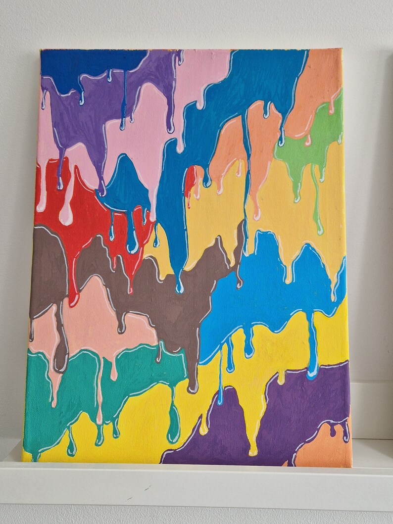 Rainbow Drip - Unframed Canvas 30 X 40cm - Etsy