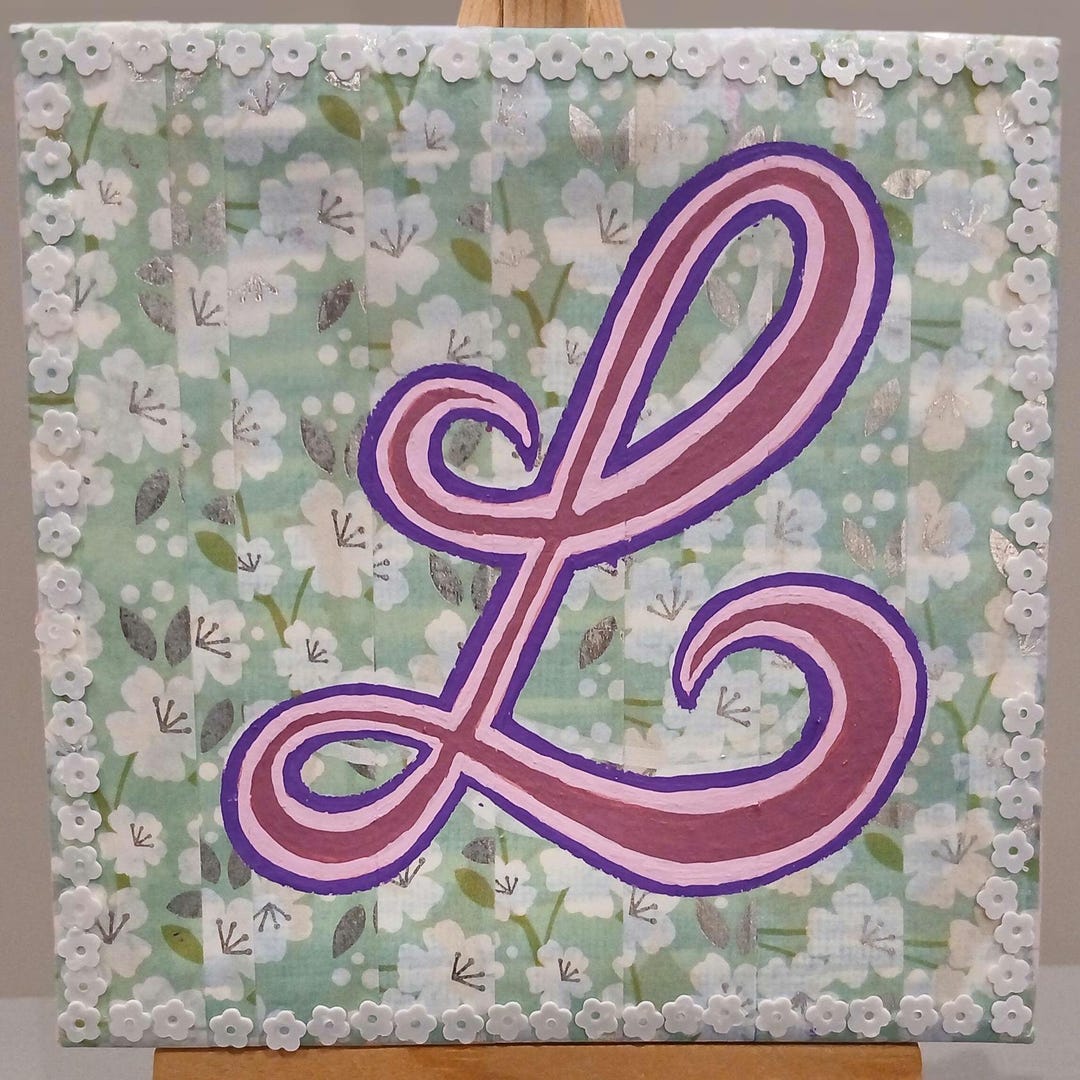 Personalised Letter L Mini Canvas With Easel - Etsy