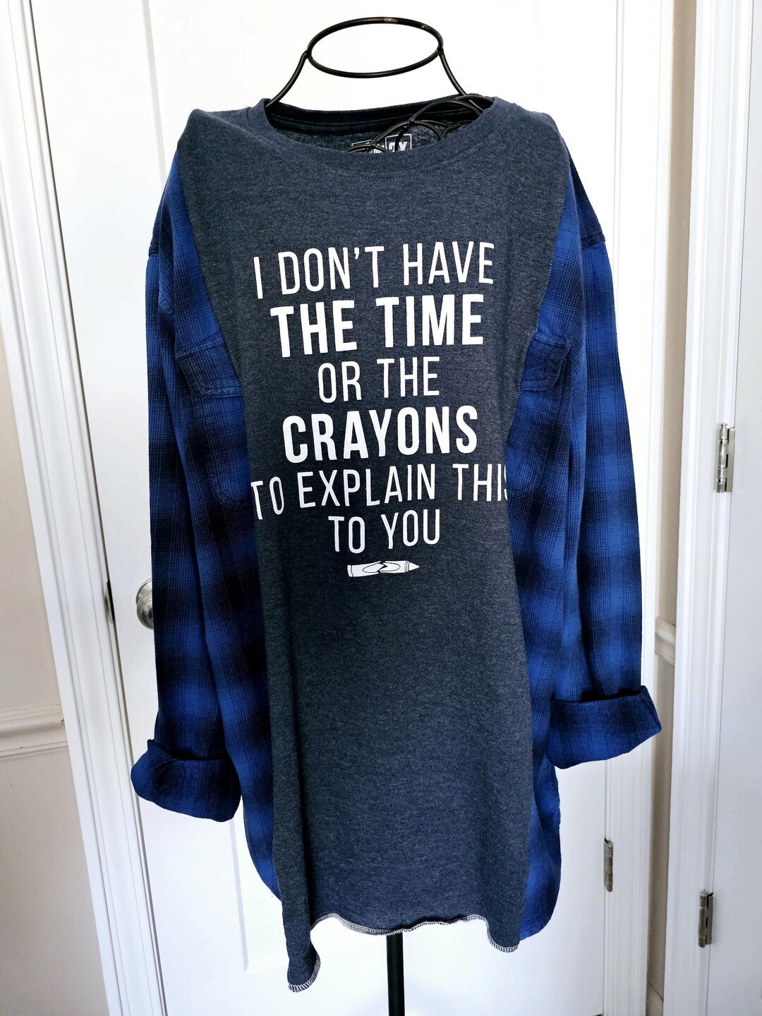 Upcycled Flannel Shirt and T-shirt Repurposed Spliced Clothing Reworked ...