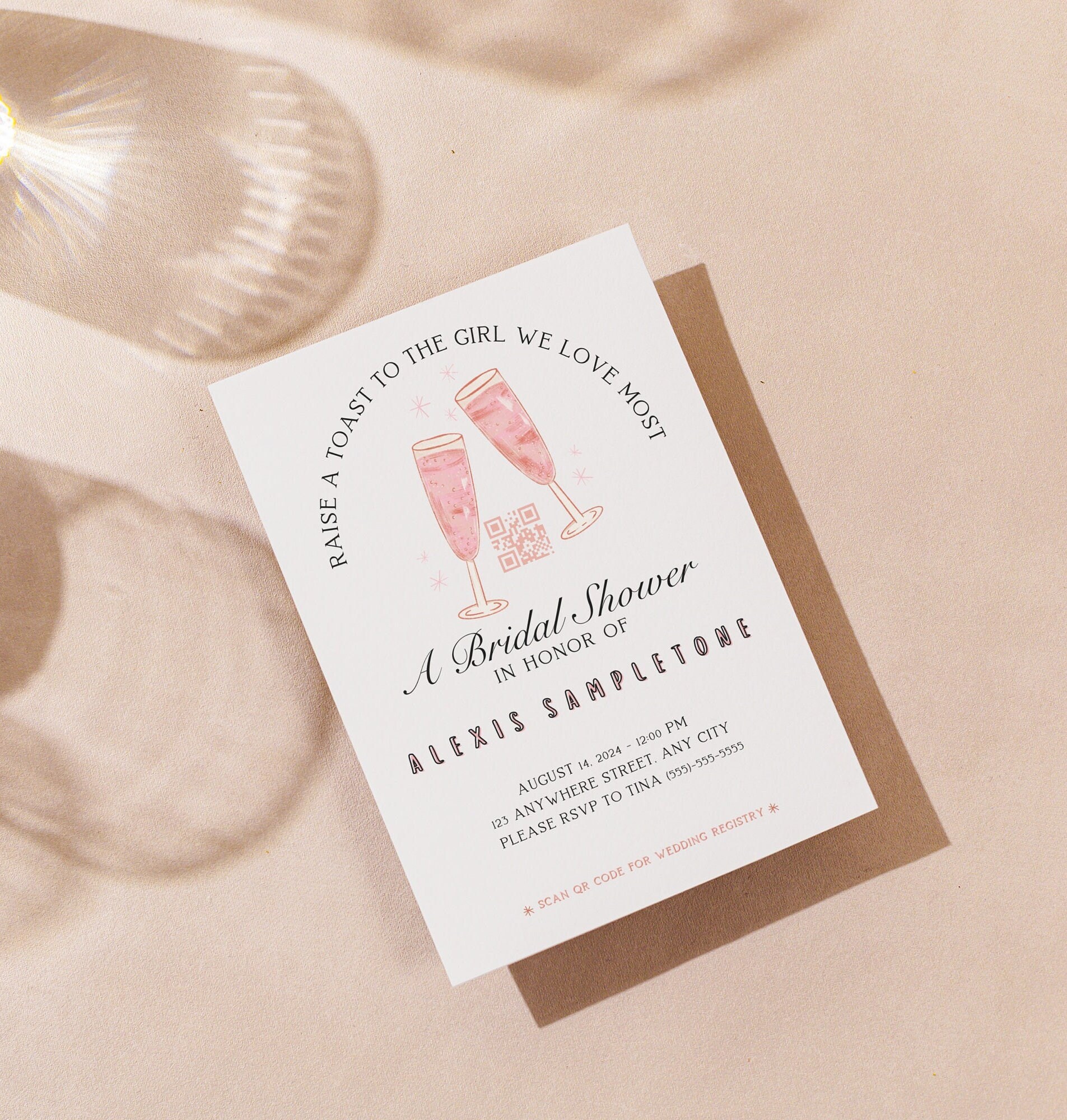 Bridal Shower " Raise a Toast " Invitation Template Digital Download ...