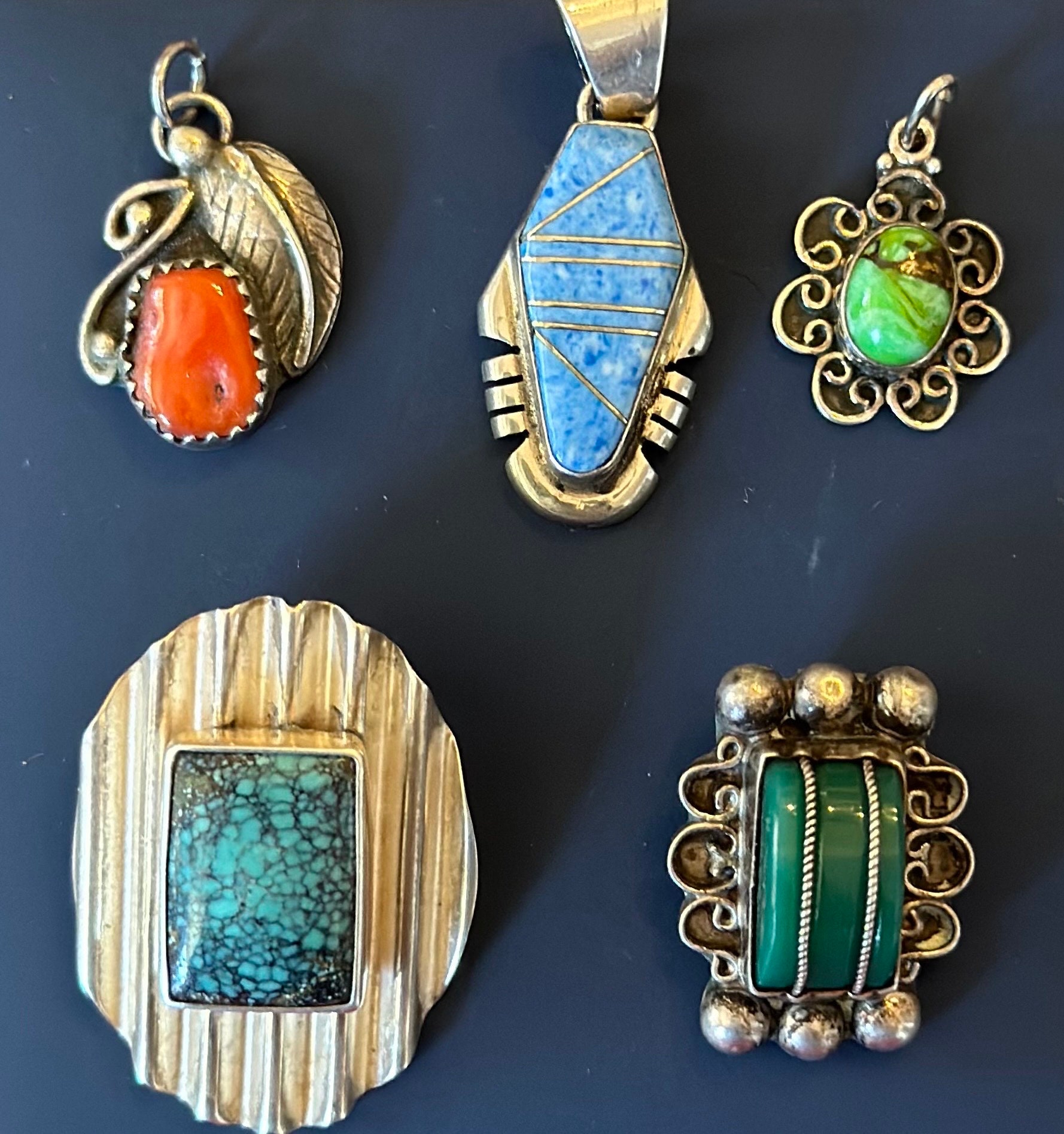 Sterling Silver Genuine Stone Pendants - Etsy