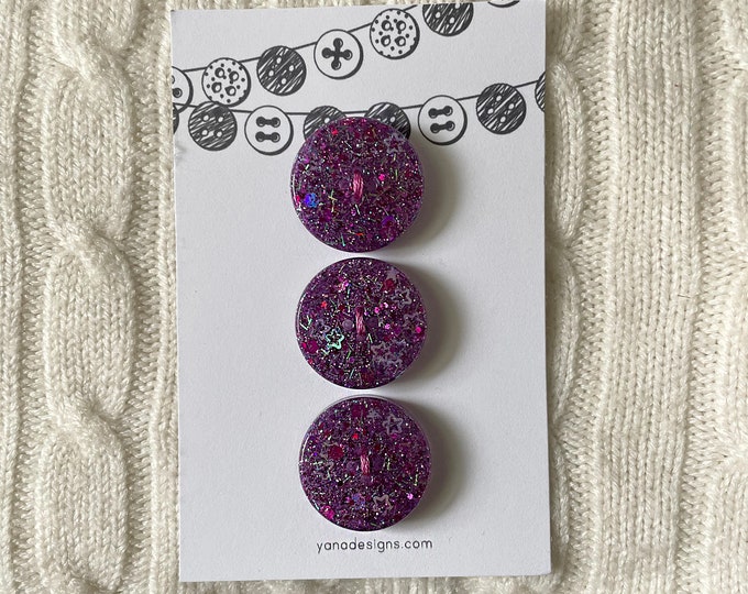 Glitter Handmade Buttons - Set of 3 Size 25mm / 1 Inch - Etsy