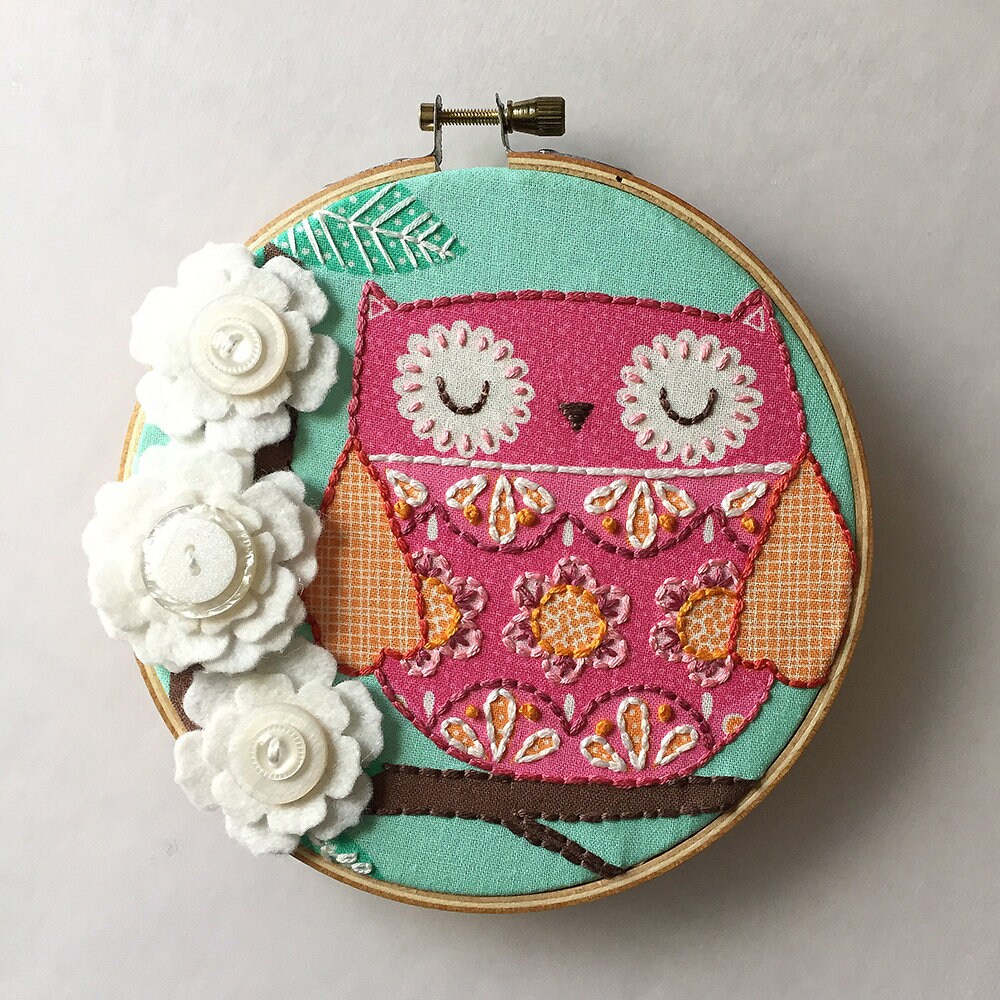 Embroidered Owl Hoop Art - Etsy
