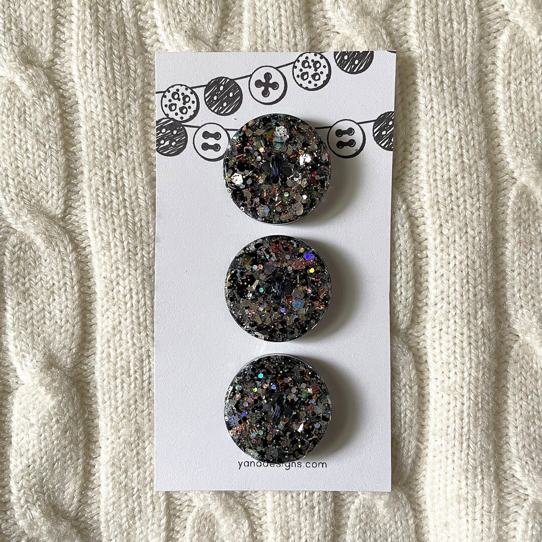 Glitter Handmade Buttons - Set of 3 Size 25mm / 1 Inch - Etsy