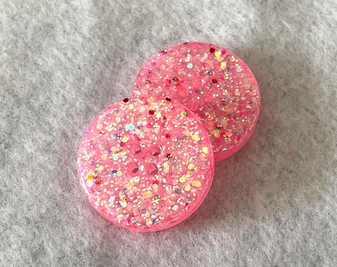 Pink Glitter Buttons - Set of 2 - Etsy