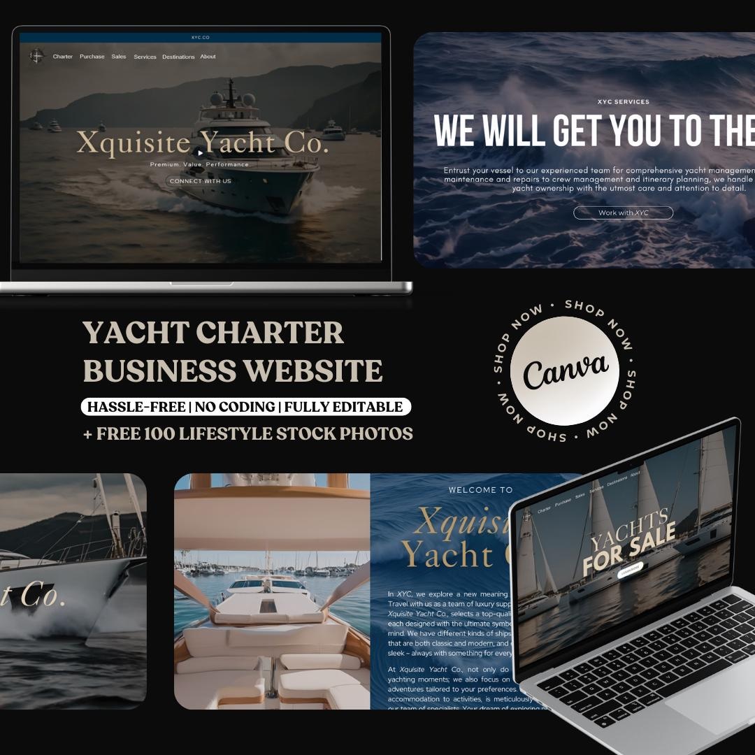 Yacht Charter Canva Website Template, Luxury Yacht Website Theme, Yacht ...