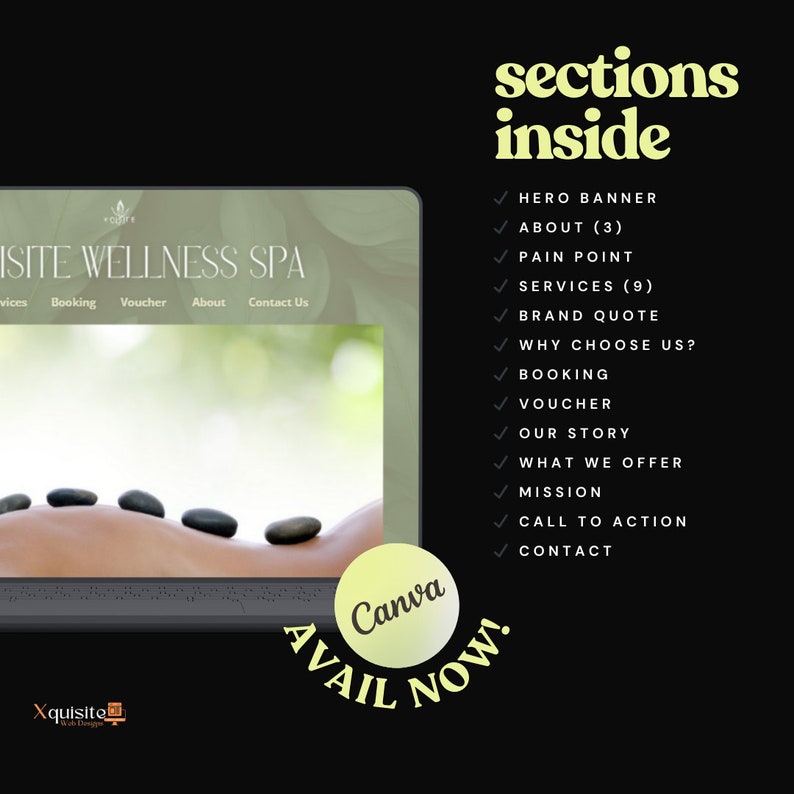 Wellness Spa Website Template, Canva Website Design for Relaxation Spa ...