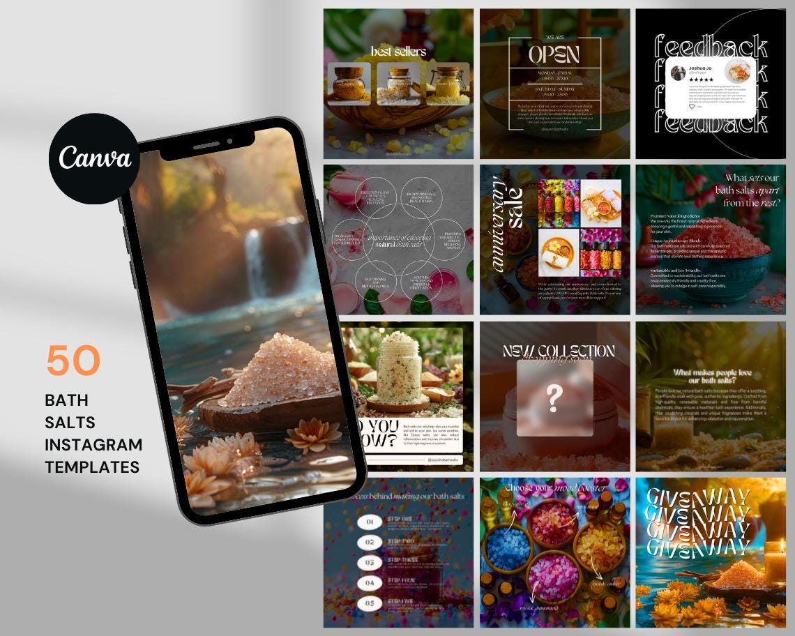 Bath Salt Instagram Post Templates, Bath Salt Business Instagram Post ...