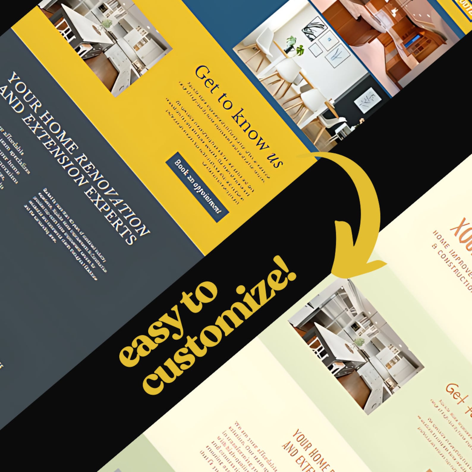 Home Renovation Canva Website Template, Construction Service Website ...