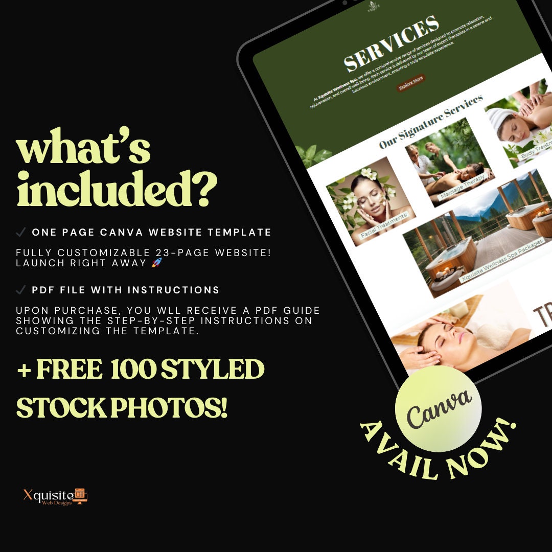 Wellness Spa Website Template, Canva Website Design for Relaxation Spa ...