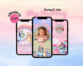 Bluey Video Birthday Invitation, Digital Bluey Girl Invite, Bluey Party ...
