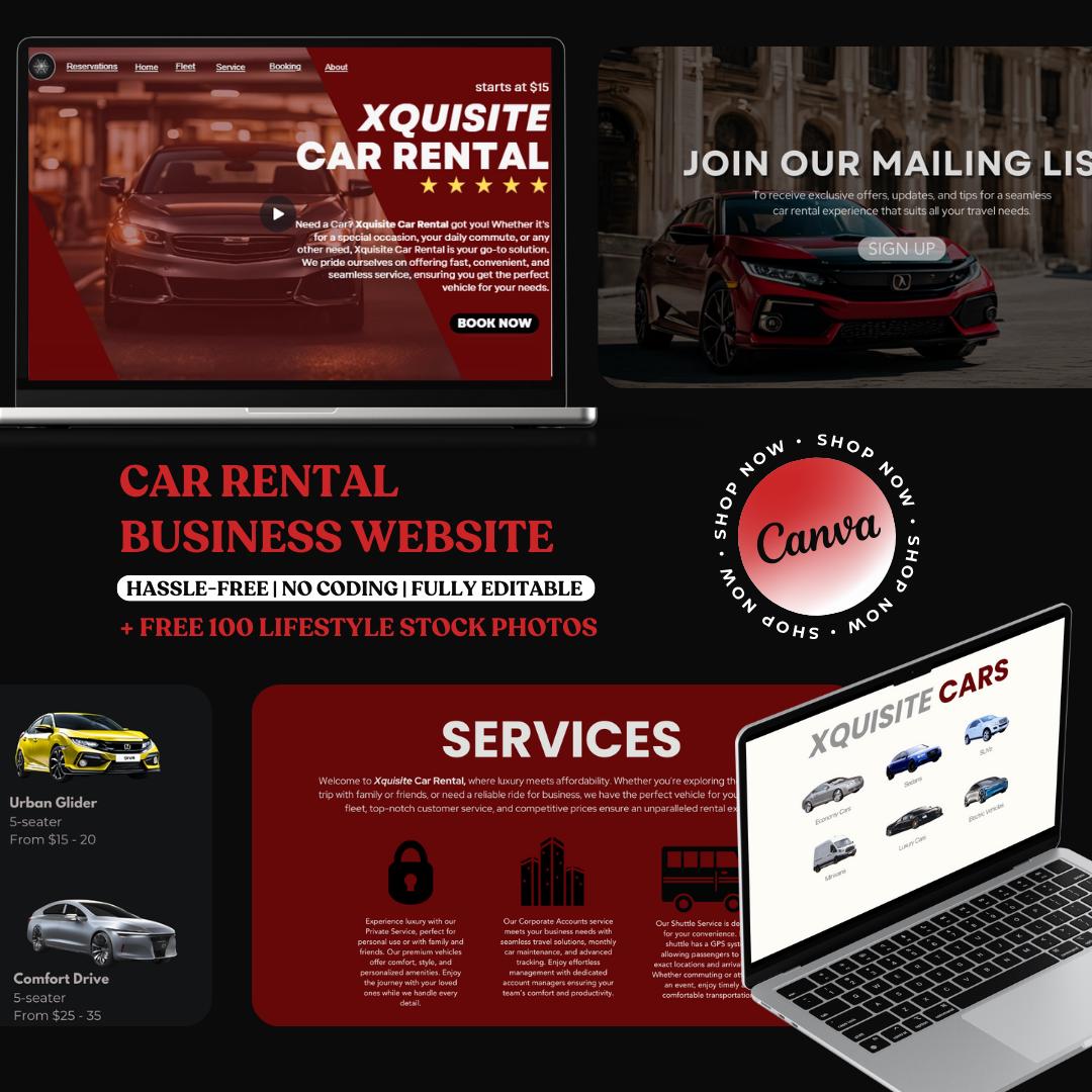 Car Rental Website Template, Canva Website for Luxury Car Rental, Rent ...