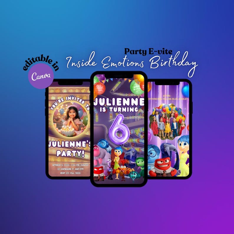 Inside Emotions Video Invitation, Emotions Movie Digital Invite, Party ...