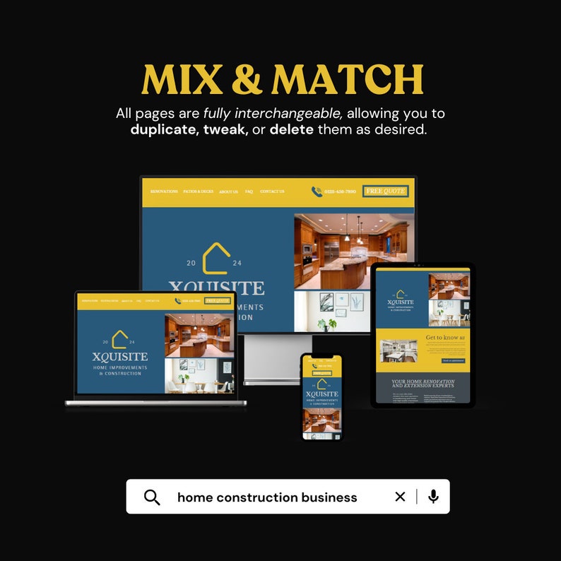 Home Renovation Canva Website Template, Construction Service Website ...