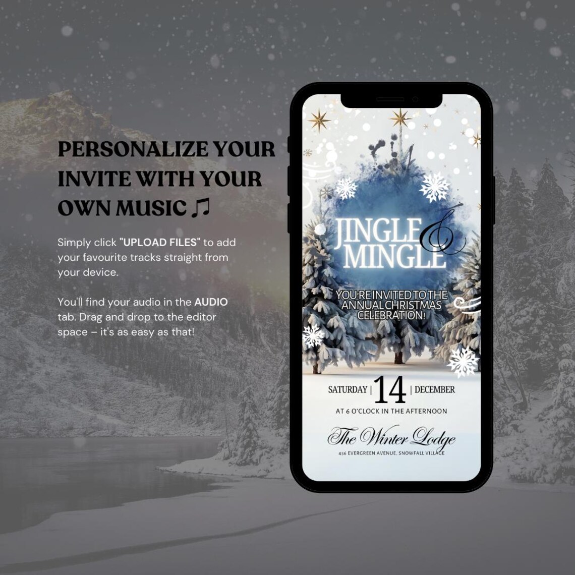 Winter Christmas Party Evite, Winter Party Invite, Digital Party Invite ...