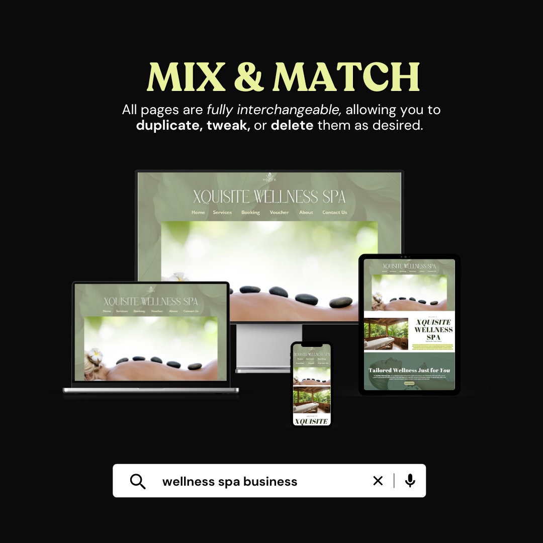 Wellness Spa Website Template, Canva Website Design for Relaxation Spa ...