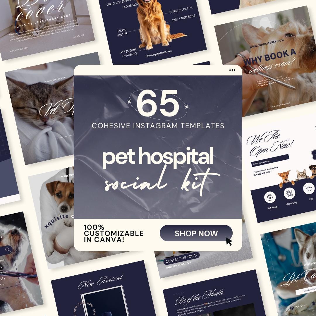 Pet Hospital IG Templates, Vet Clinic Social Media, Veterinary IG ...