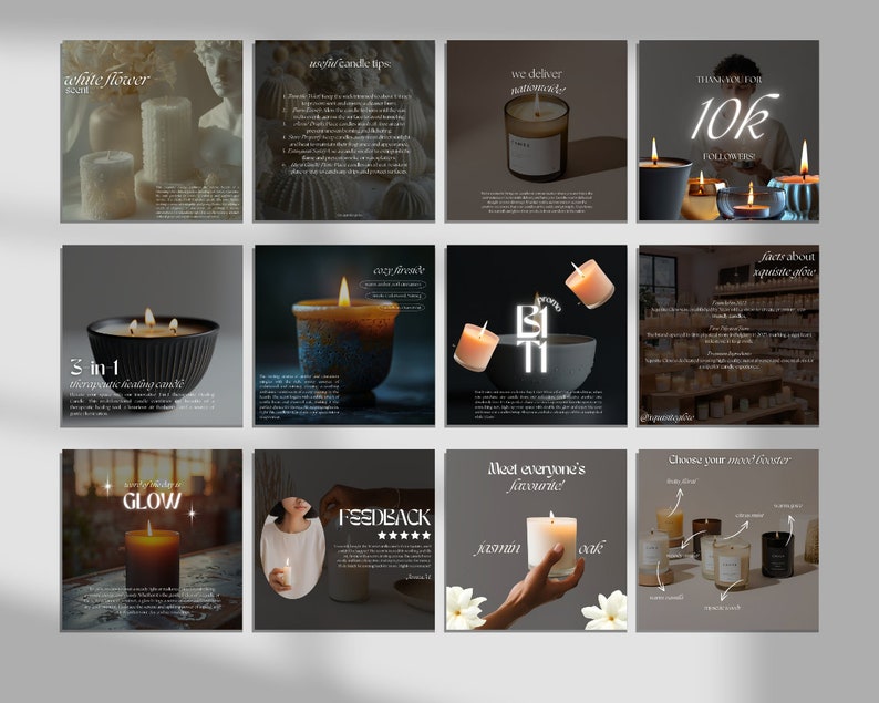 Candle Shop Instagram Posts Templates, Social Media Instagram Feed for ...