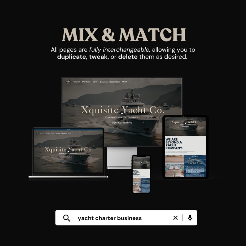 Yacht Charter Canva Website Template, Luxury Yacht Website Theme, Yacht ...