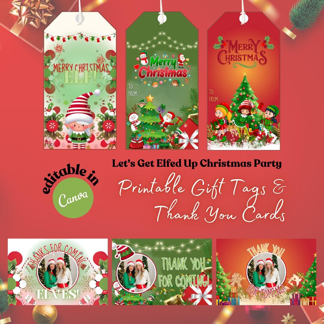 Let's Get Elfed up Custom Gift Tags, Printable Christmas Elf Thank You ...
