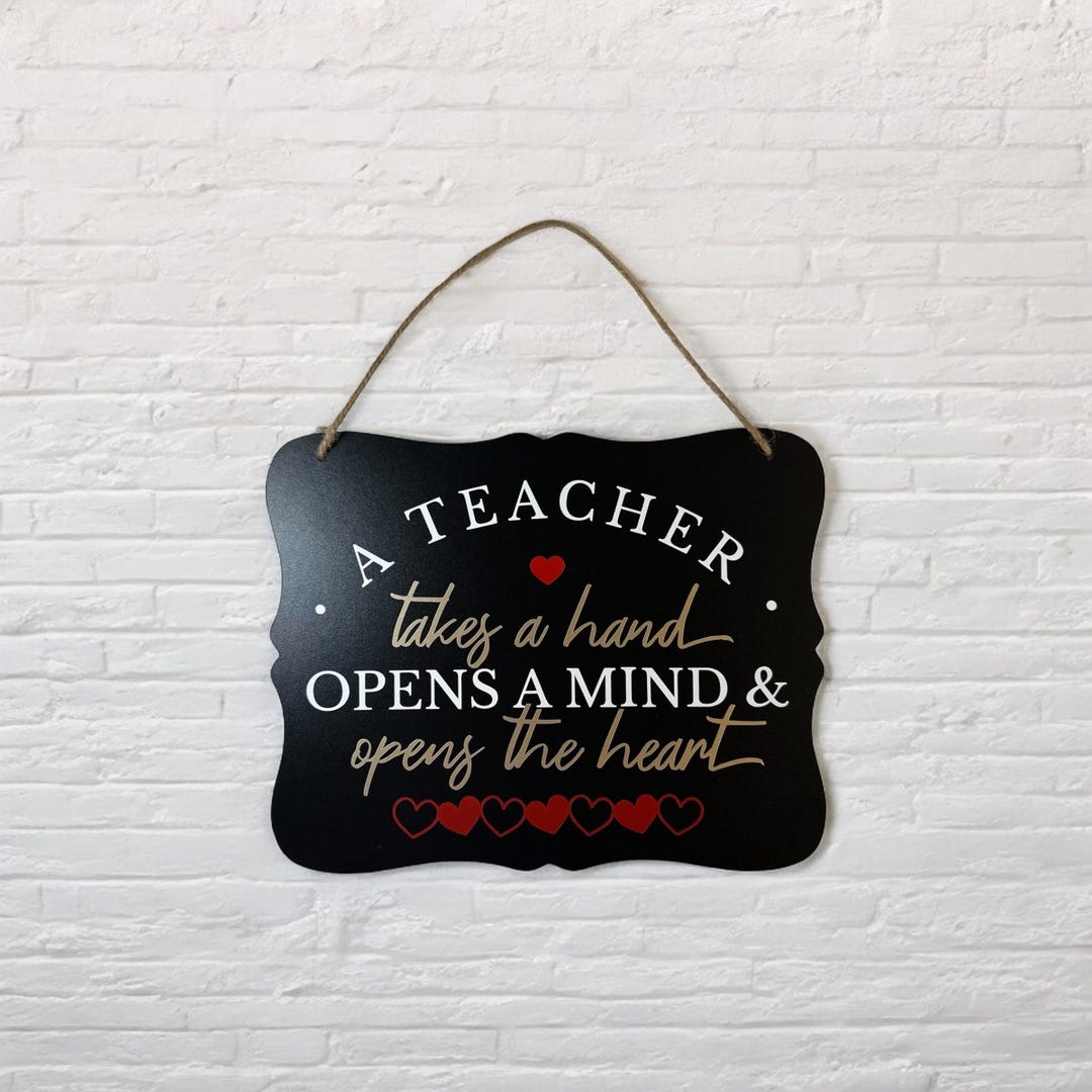 Decor a Teacher Takes a Hand... Motivational Quote Scrolled Rectangle ...