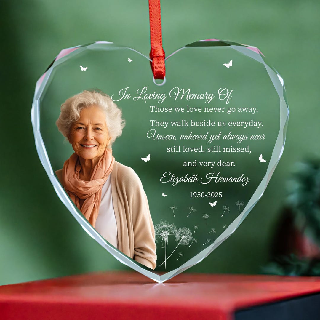 Customized Photo Memorial Glass Ornament: Remembrance Christmas ...