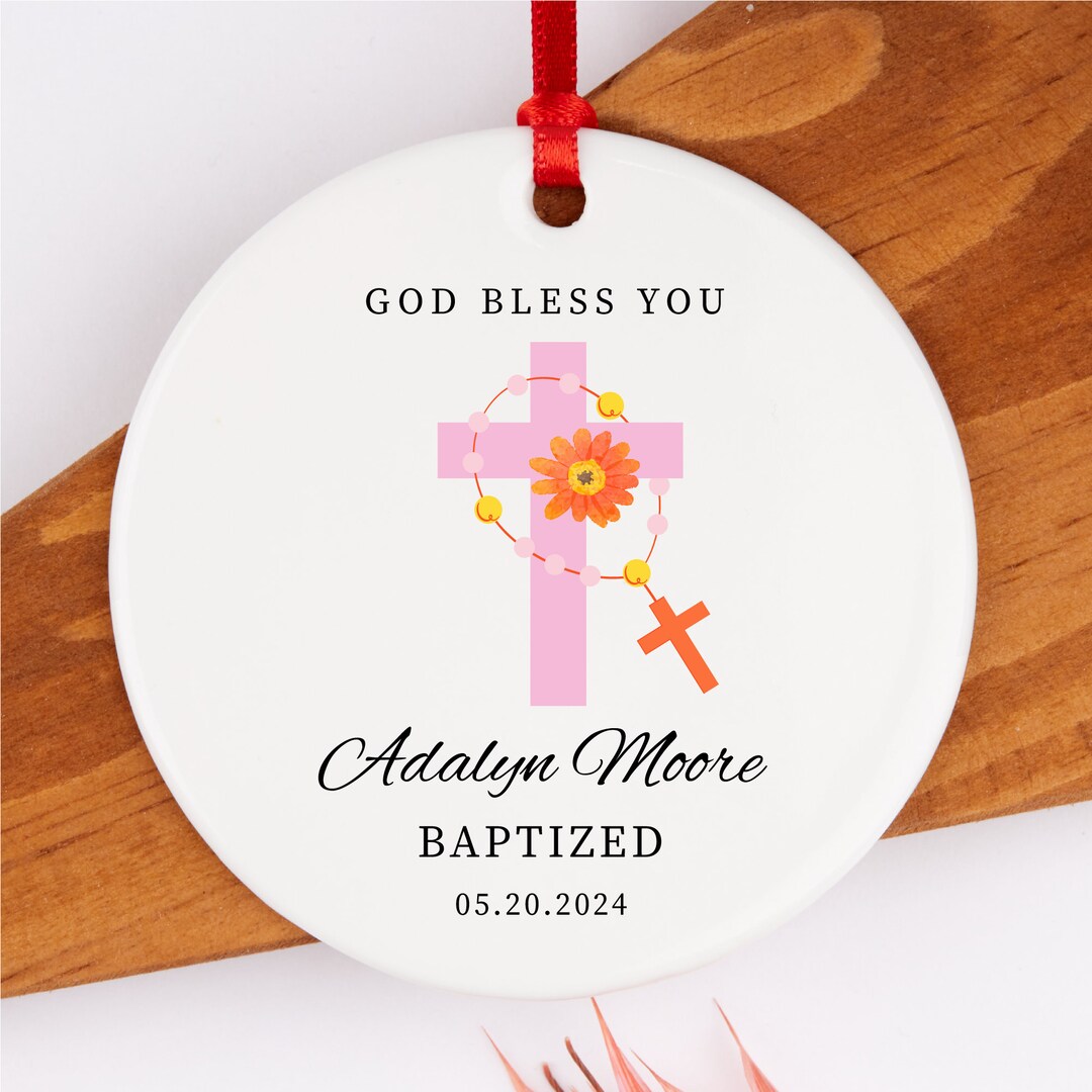 Personalized Baby Baptism Cross Ornament Custom Christening Keepsake ...