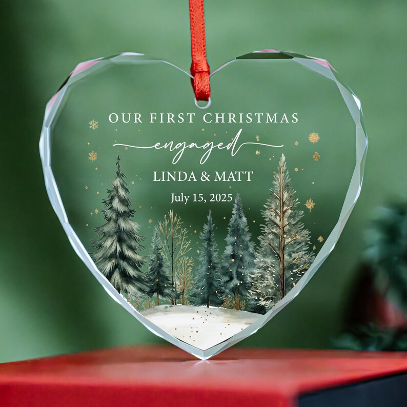 Custom Engagement Crystal Ornaments • Our First Christmas Gift ...