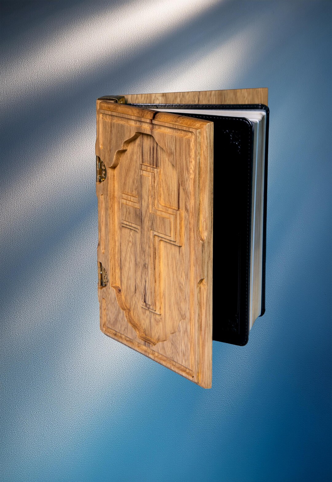2259239: Hand Carved Bible Cover-black Limba Wood, Crucifixion ...