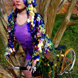 Iridescent Fire Sequin Kimono | Size Inclusive Kimono | Rave Kimono ...