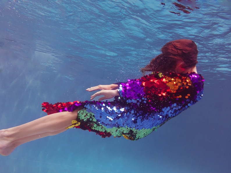 Rainbow Pride Sequin Bell Sleeve Kimono Inspired Festival Robe Plus ...