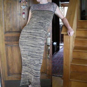 Sweater Knit Brindle Patterned Sheer Leopard Maxi Dress - Etsy