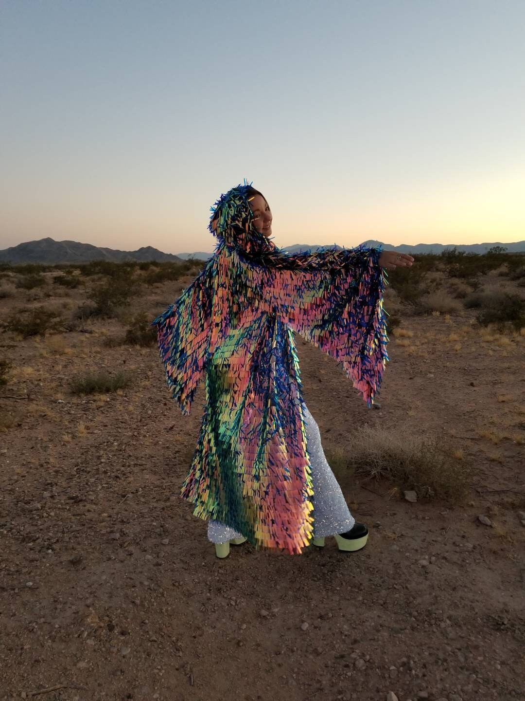 Fire Sequin Bell Sleeve Kimono / Festival Robe / Hooded Kimono / Maxi ...