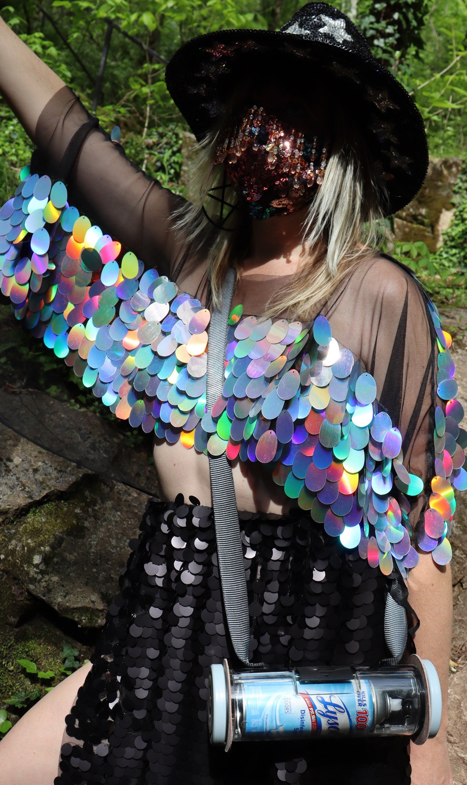 Sheer Boxy Sequin Crop Top High Low Black Mesh Holographic - Etsy